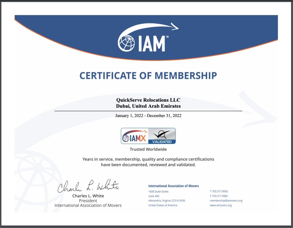 Certifications - QuickServe Relocations